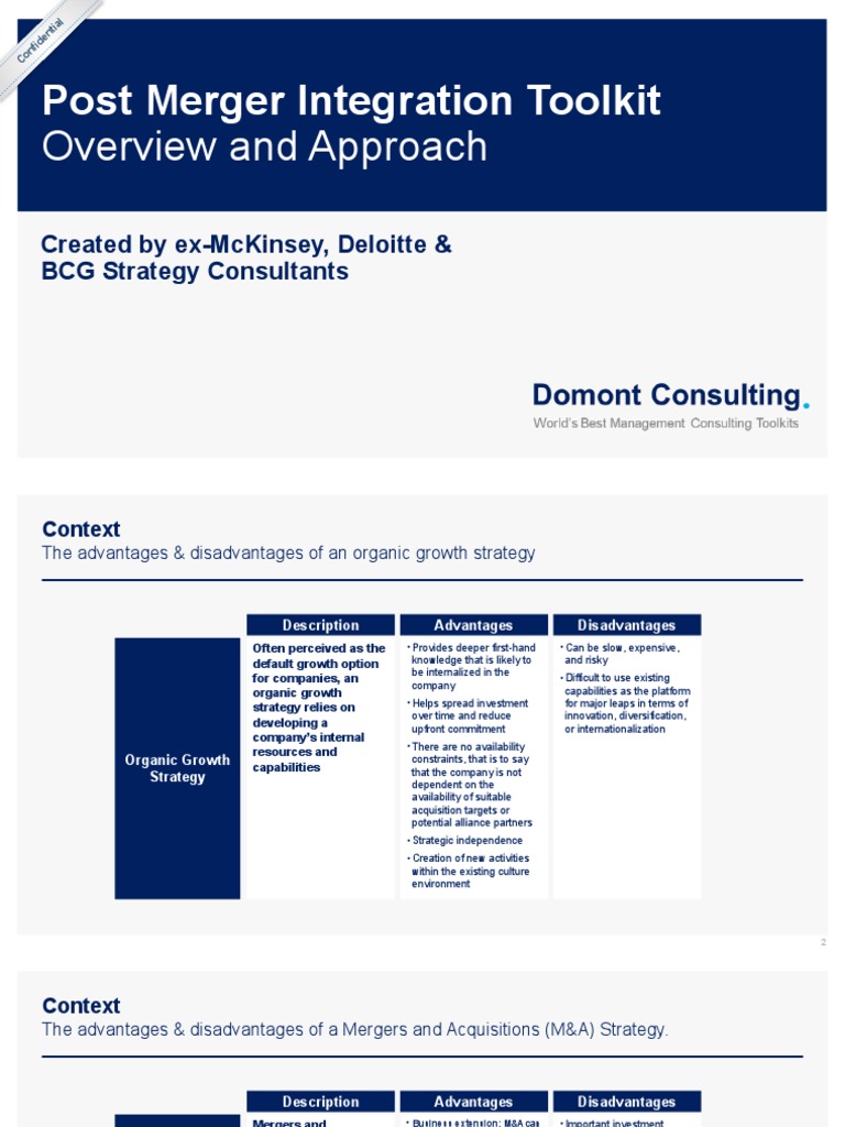 Post Merger Integration Toolkit - Overview and Approach | PDF | Mergers ...