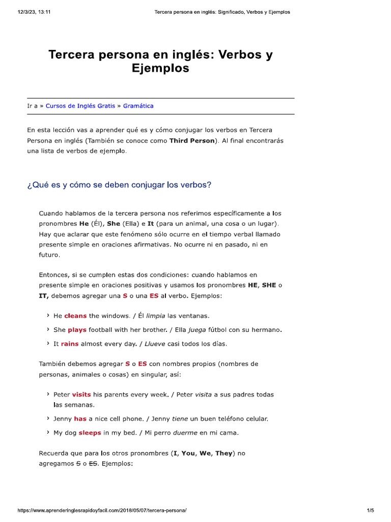 Ingles Reglas 3rd | PDF