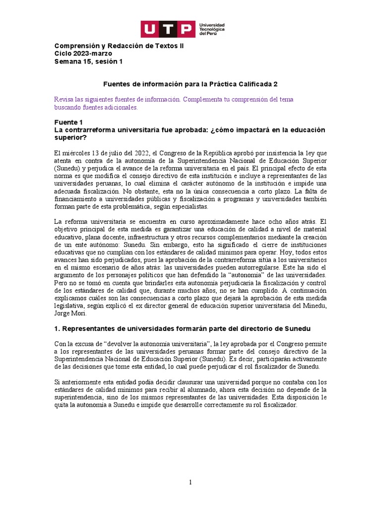 S15. s1 - Fuentes de Información Práctica Calificada 2 (PC2) | PDF ...