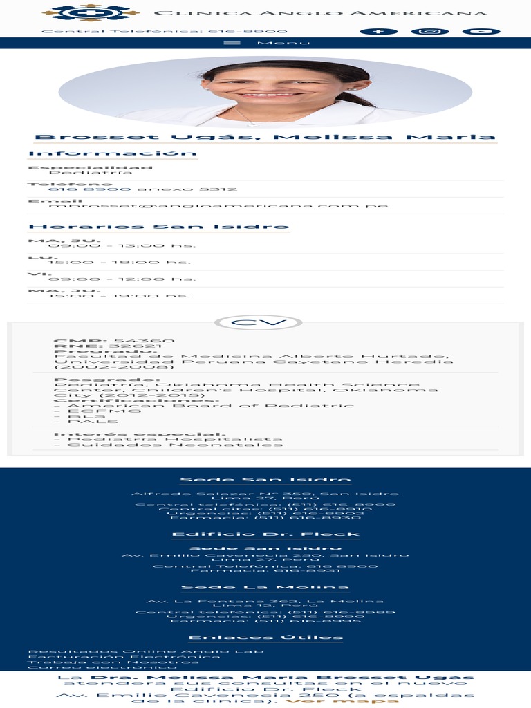 Brosset Ugás, Melissa Maria - Clínica Anglo Americana 3 | PDF