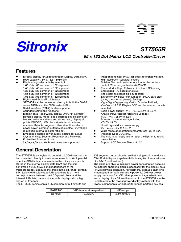 ST7565R | PDF | Liquid Crystal Display | Microprocessor
