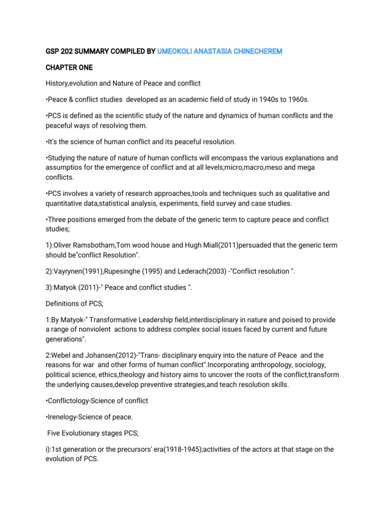 GSP 202 SUMMARY by Umeokoli Anastasia Chinecherem (1.1) | PDF
