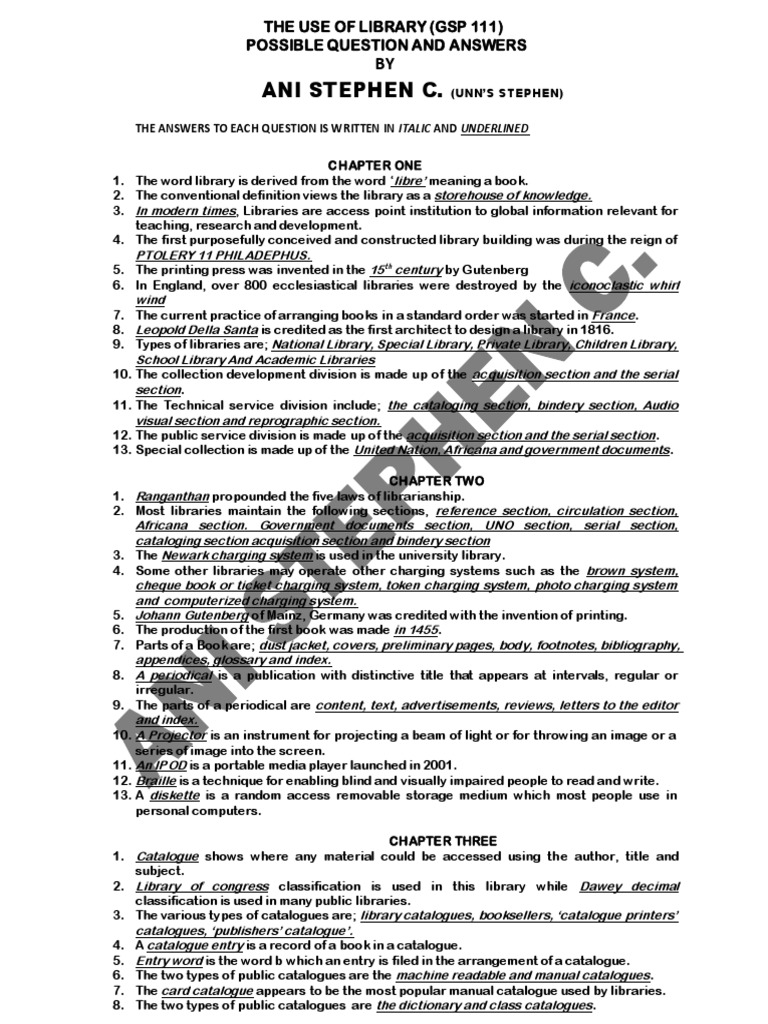 Use of Lib. Ani Stephen C. (GSP 111) | Download Free PDF | World Wide ...