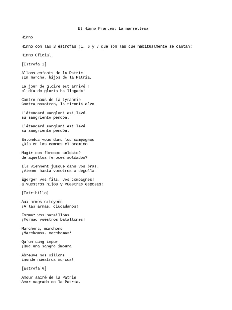 El Himno Francés - La Marsellesa | PDF