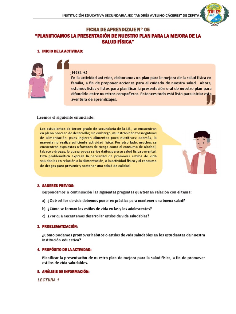 Ficha de Aprendizaje N°05 - 3er Grado | Descargar gratis PDF | Evaluación | Aprendizaje