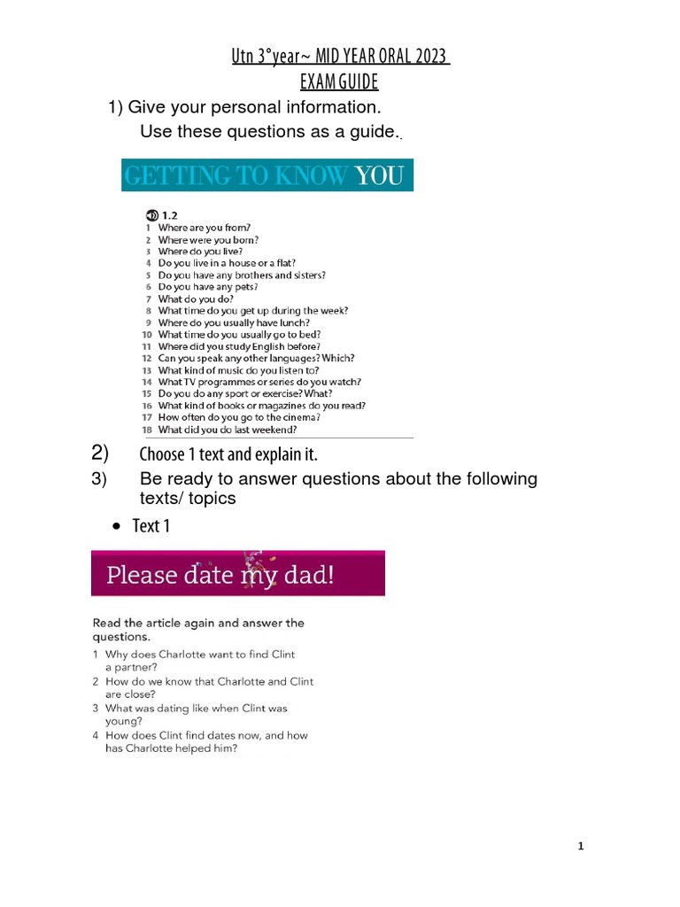 Mid Year Oral 2023 Exam Guide | PDF | Language Arts & Discipline ...