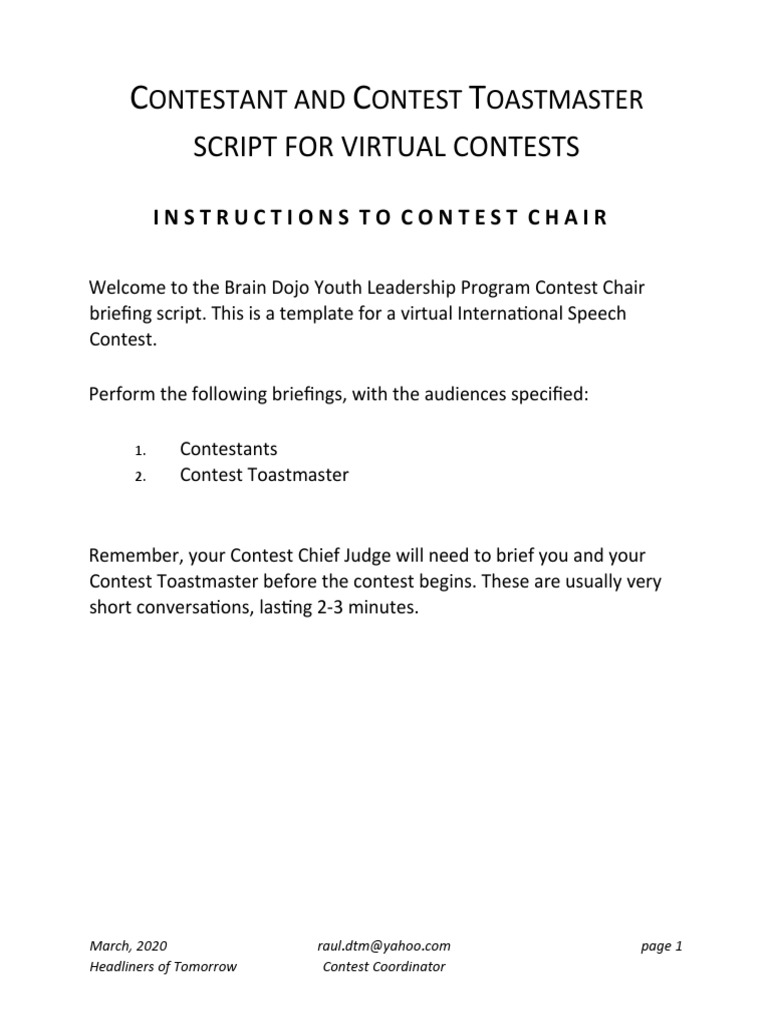 Contest-Chair-Briefing-for-YLP-Online - Contest (Impromptu) | PDF