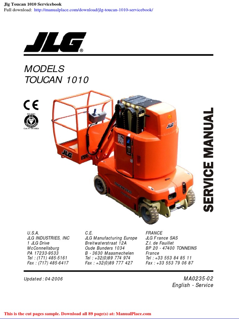 JLG Toucan 1010 Servicebook | PDF | Battery Charger | Switch