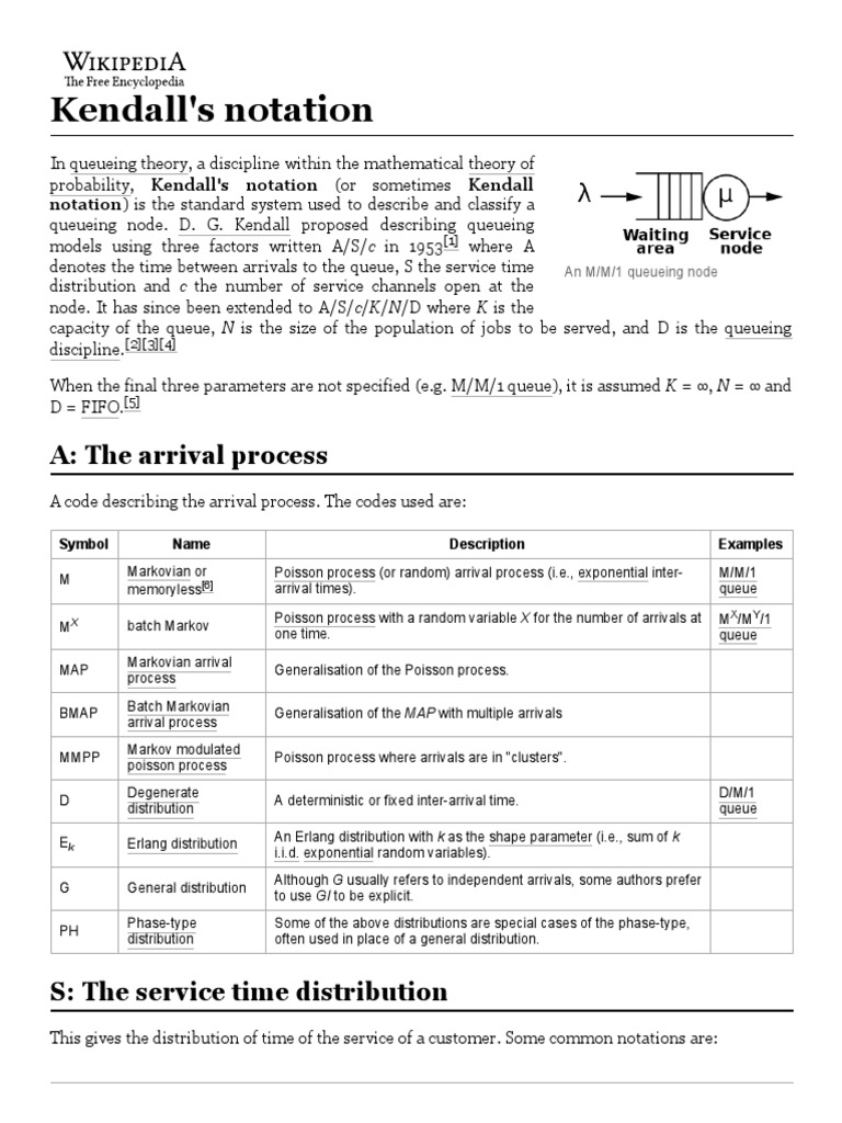 Kendall's Notation - Wikipedia | PDF | Markov Chain | Operations Research