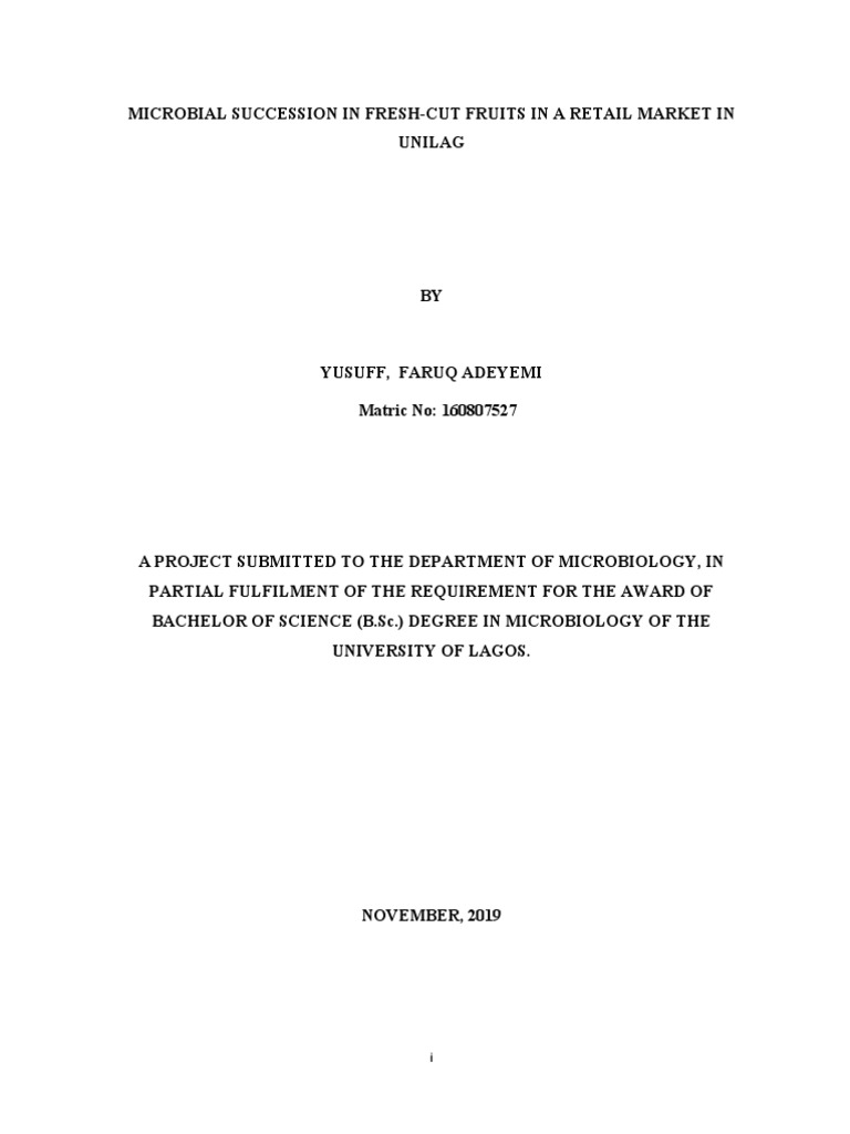 Microbial Succession in UNILAG Fruits | PDF | Microorganism | Hydrolysis