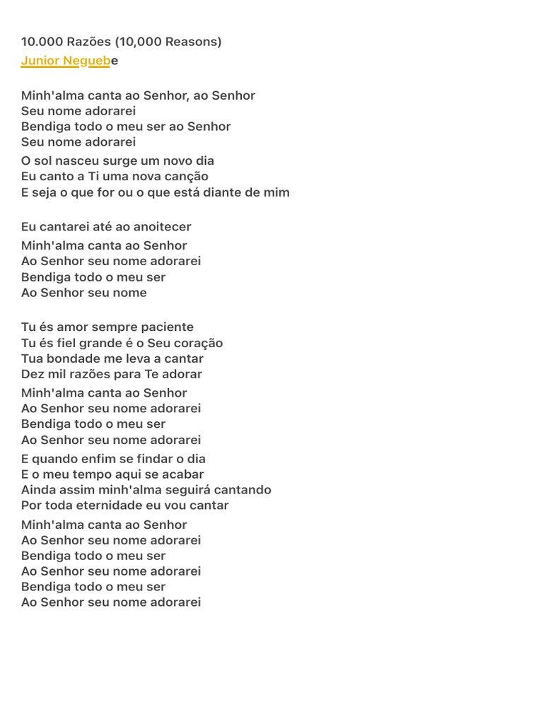 Louvor e Adoração: 10.000 Razões | PDF | Arte | Poesia