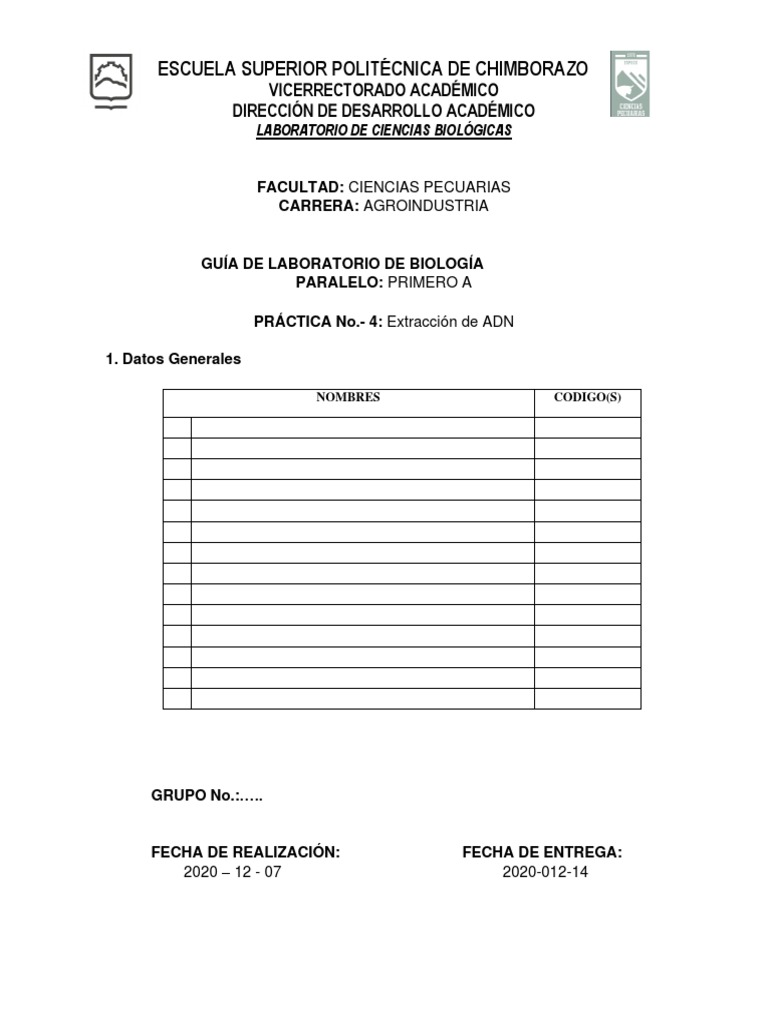Practica Extraccion de ADN | Descargar gratis PDF | Química | Ciencias fisicas