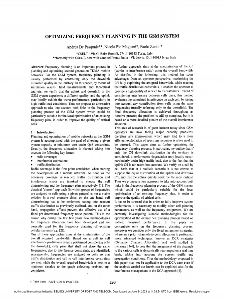 Optimizing Frequency Planning in The GSM System | PDF | Cellular Network | Gsm