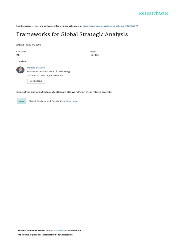 Frameworks For Global Strategic Analysis | PDF | Internationalization | Strategic Management