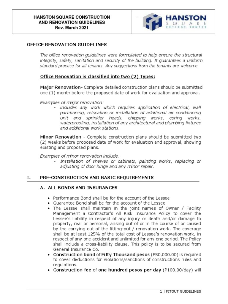 Hanston Square-Renovation Guidelines Final Rev. 3 2021 | PDF | Wall ...