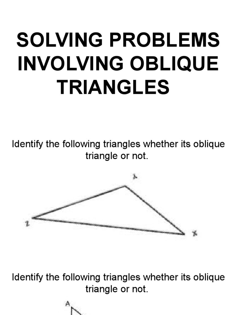 Solving Problems Involving Oblique Triangles | PDF Solving Problems Involving Oblique Triangles | PDF