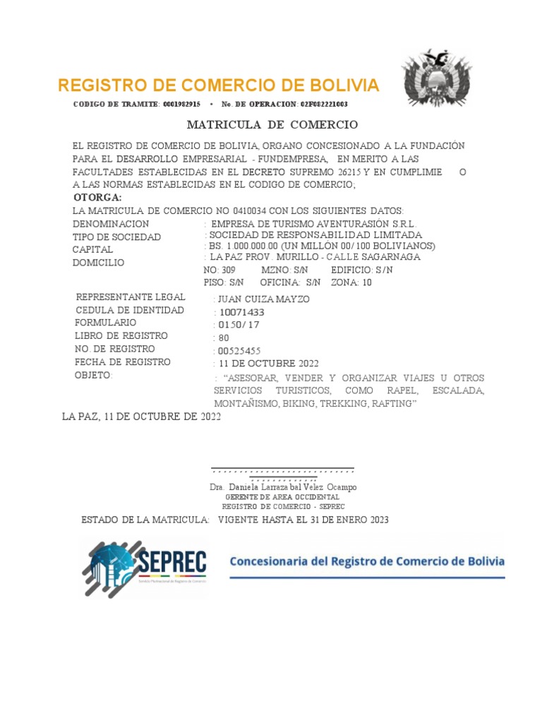 Matricula de comercio | PDF