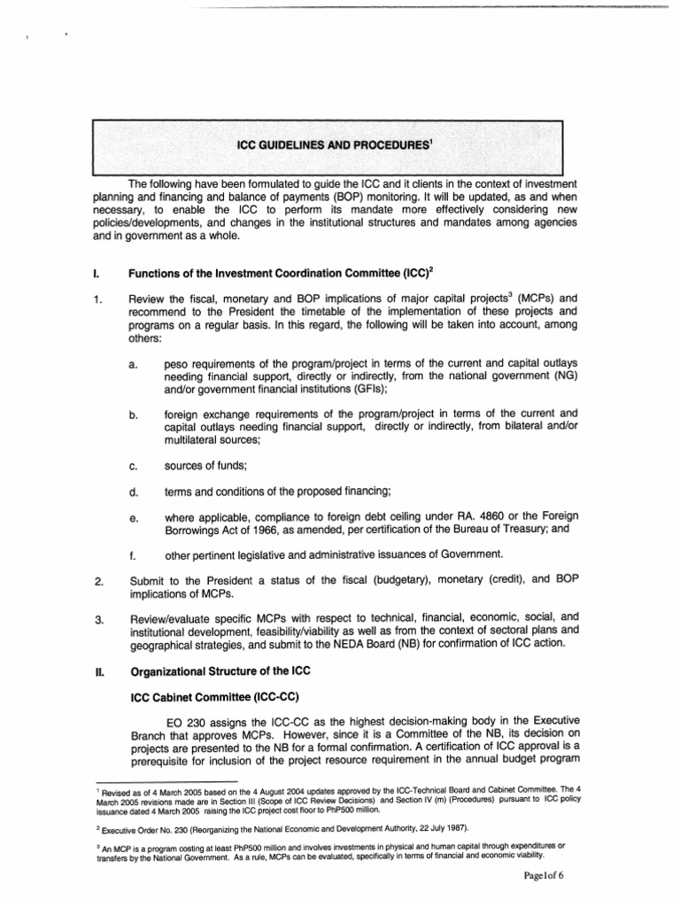 ICC Guidelines for Investment Projects | PDF | Business | Government