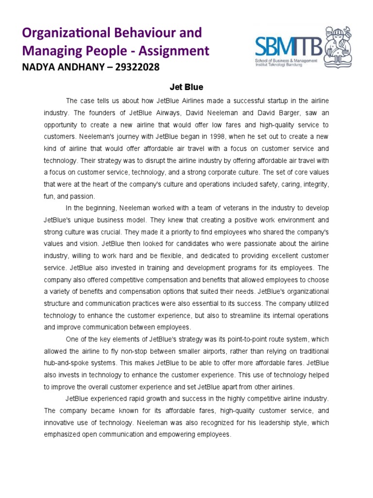 Jet Blue Case Summary | PDF | Airlines | Business