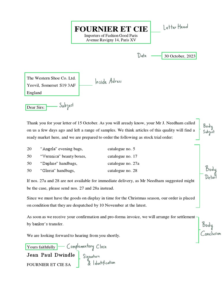 Example of Order Letter | PDF
