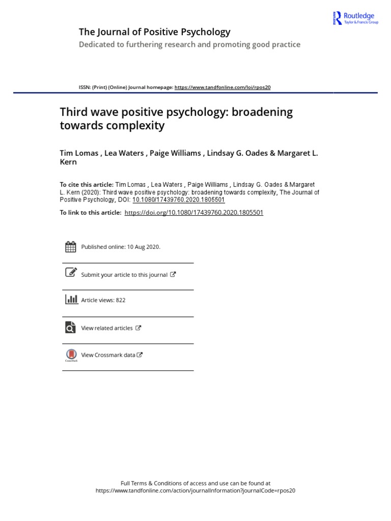 Third Wave Positive Psychology Broadening Towards Complexity Aug2020 ...