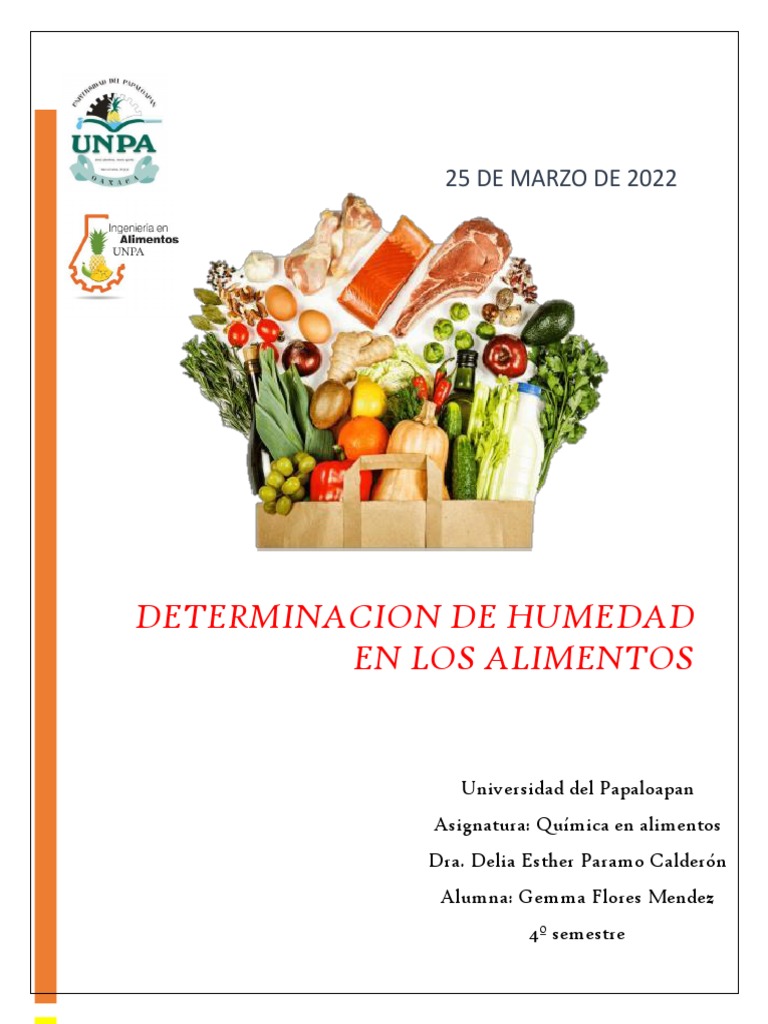 Determinación de Humedad en Alimentos | PDF | Agua | Química