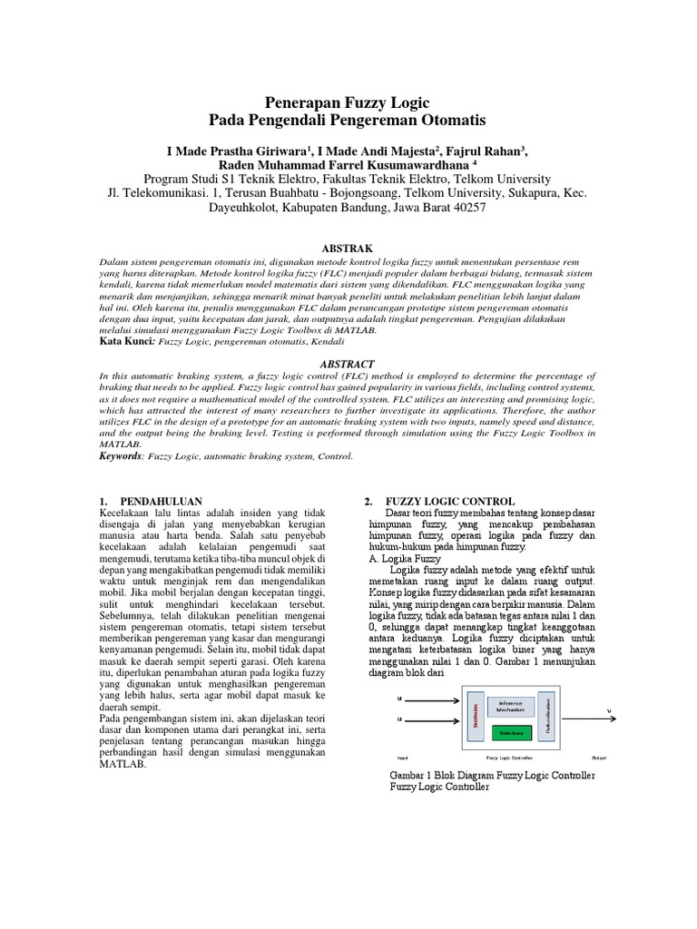 Penerapan Fuzzy Logic Pada Sistem Pengereman Otomatis | PDF