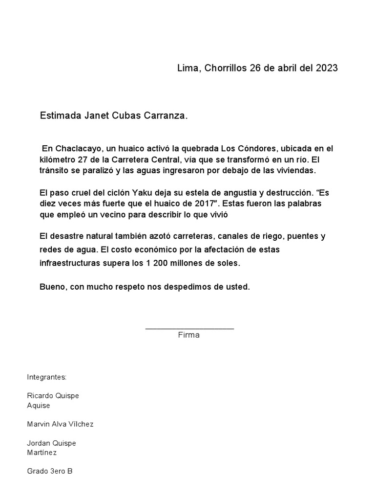 Carta para El Alcalde | PDF