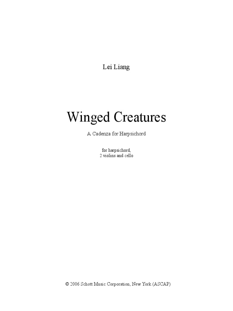 Lei Liang - Winged Creatures | Download Free PDF | String Instruments ...