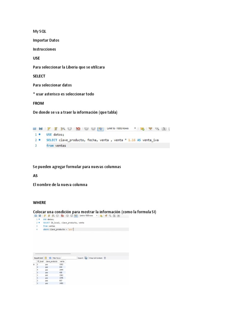 My Sql Curso Pdf Sql Datos De Computadora