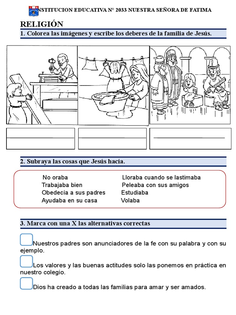Ficha de Religión - Martes 17 | PDF | María, madre de Jesús