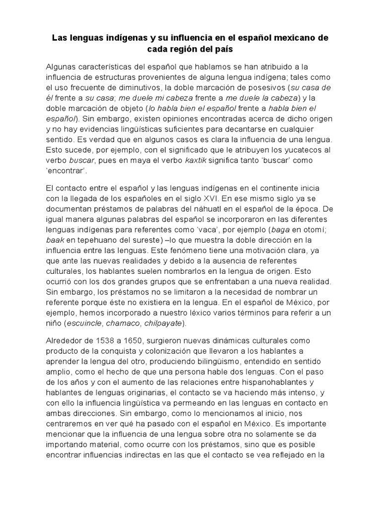 Las Lenguas Indígenas y Su Influencia en El Español Mexicano de Cada ...