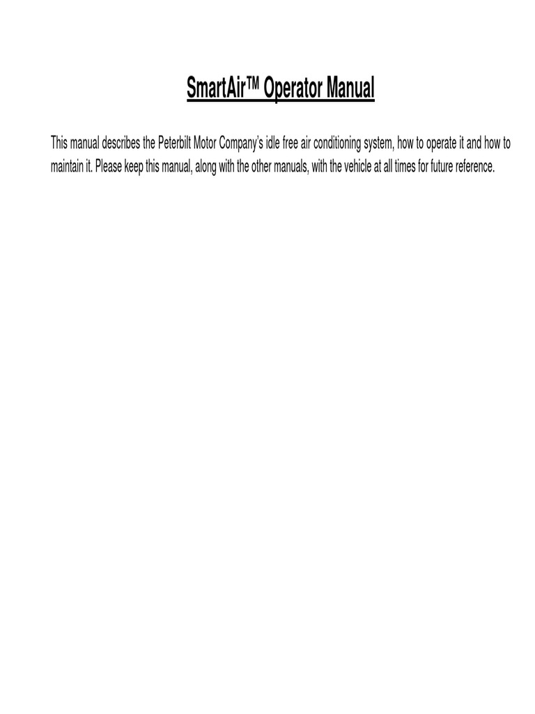 Peterbilt Operator Manuals Smartair | PDF | Air Conditioning | Manufactured Goods