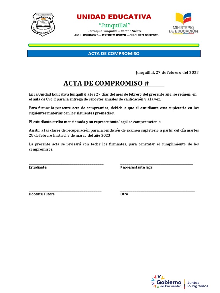 Acta de Compromiso | PDF