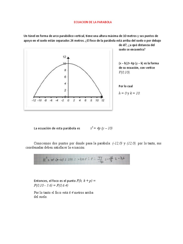 ECUACION DE LA PARABOLA | PDF