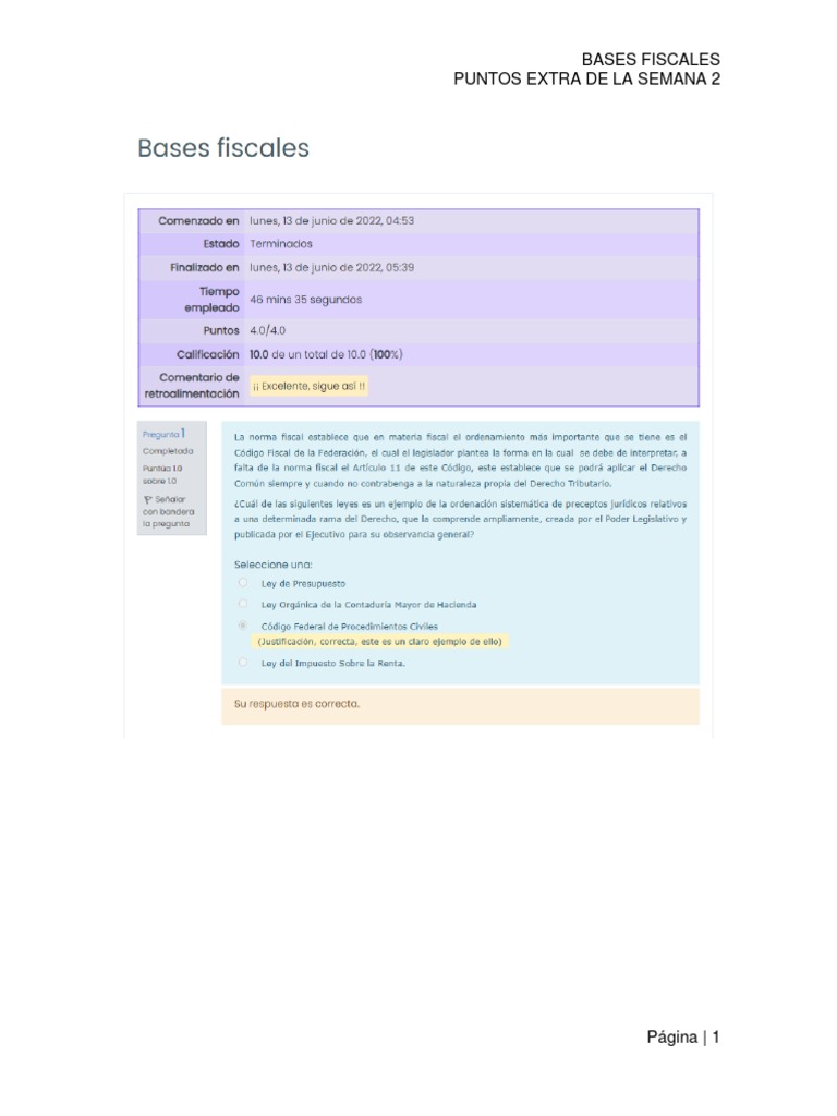 Bases Fiscales - Semana 2 - Puntos Extra 2 | PDF