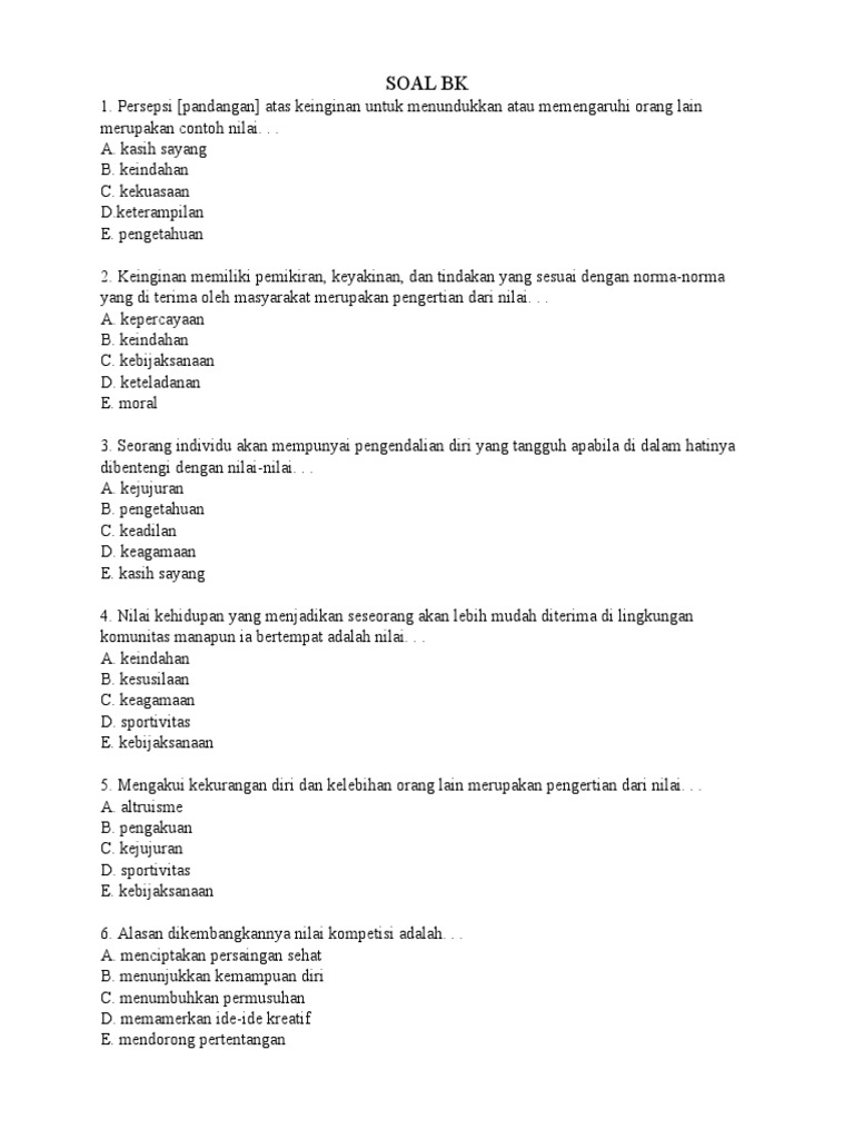 Soal BK | PDF
