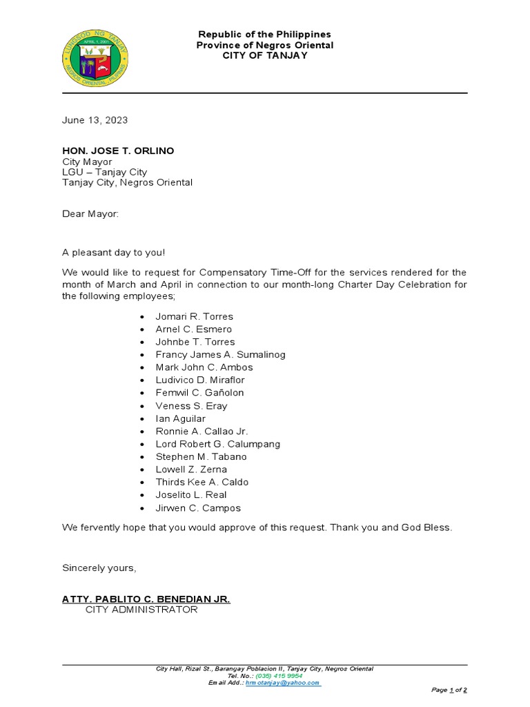 Compensatory Time-Off Requests for Employees | PDF