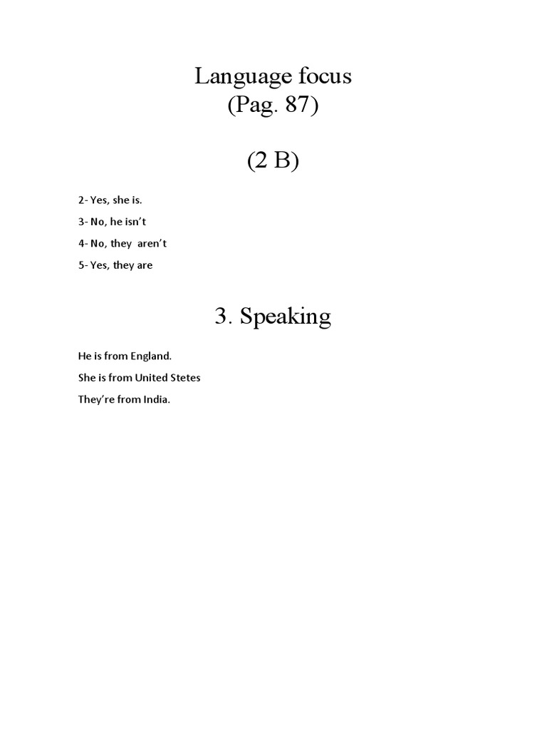Language Focus: Speaking Practice | PDF | Language Arts & Discipline