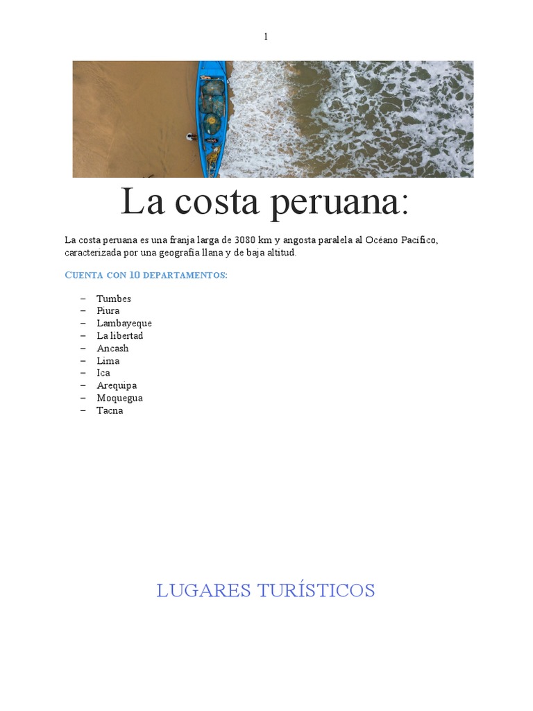 Extensión de la Costa Peruana: 3080 km | PDF | Perú
