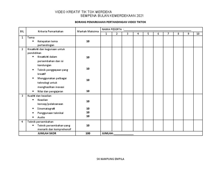 Borang Pemarkahan | PDF
