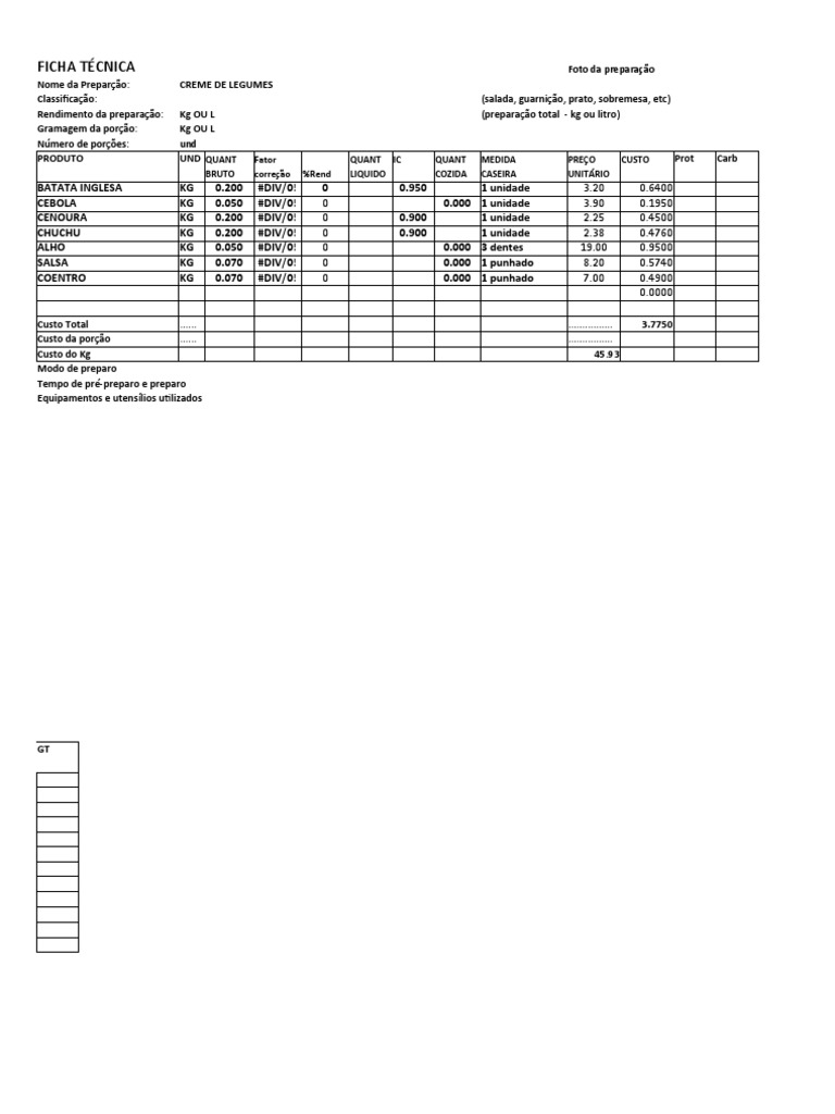Cópia de FICHA TÉCNICA - CREME DE LEGUMES | PDF