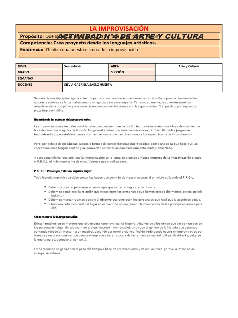 Guia de La Improvisación | PDF | Teatro de improvisación | Teatro