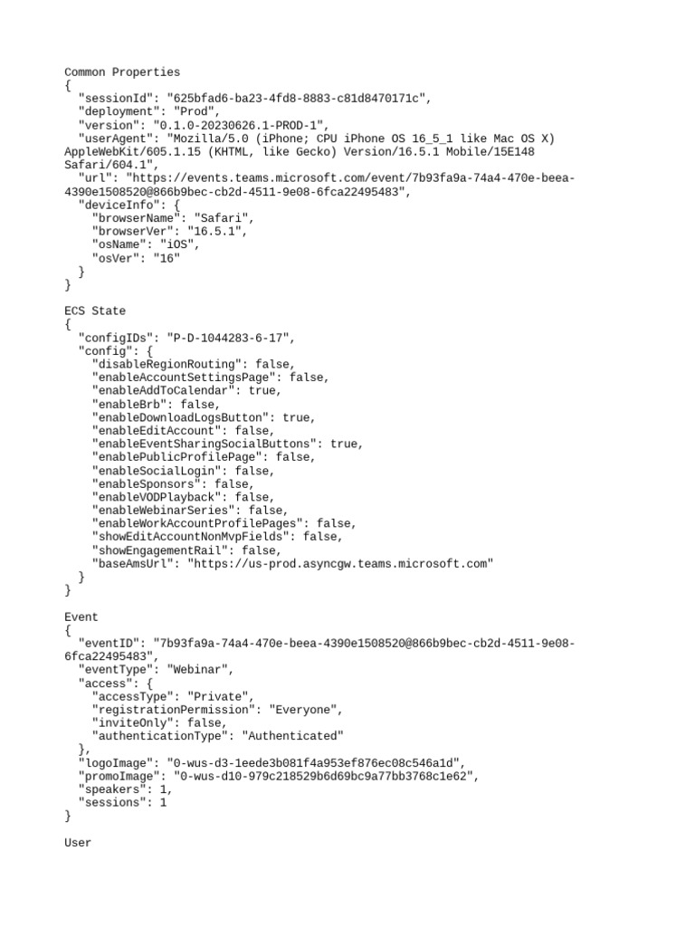 Teams Virtual Events Portal Diagnostics Log 7-2-2023 - 12!09!01 - PM | PDF | Safari (Web Browser ...