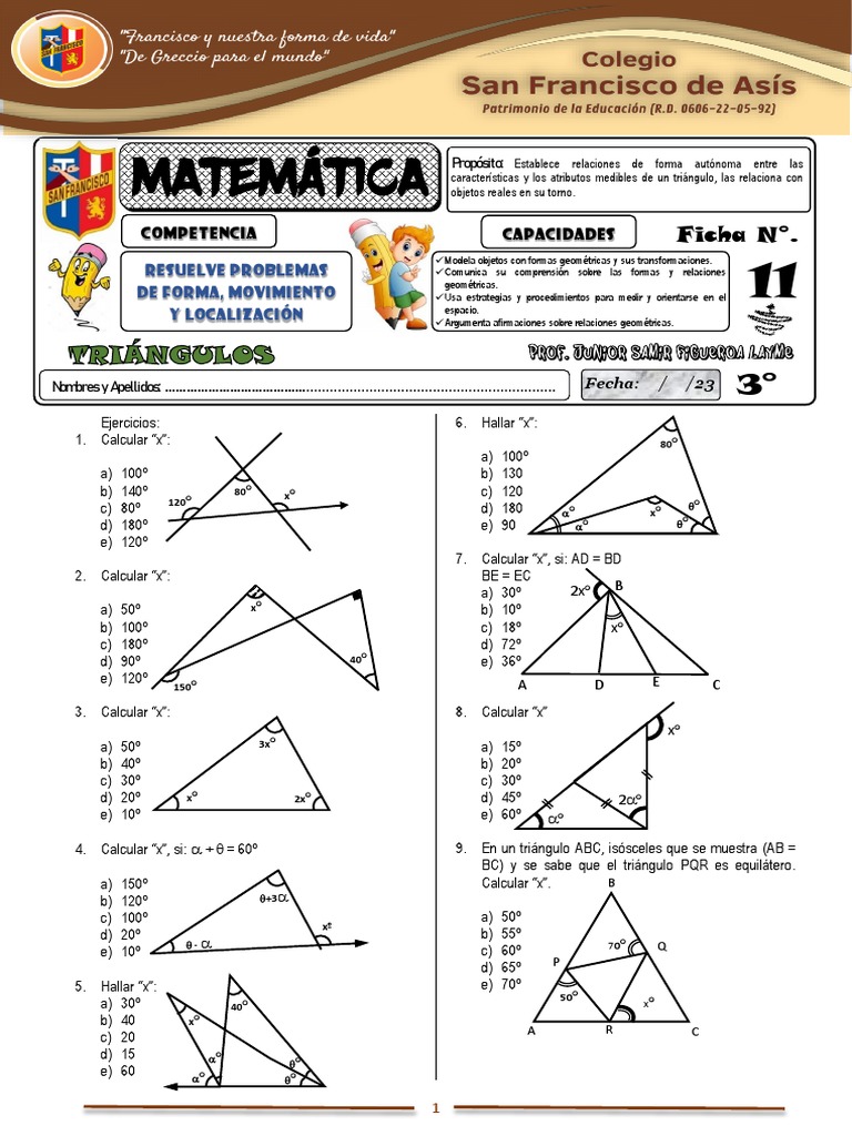 Triangulos 3ro | PDF | Triángulo | Objetos geométricos