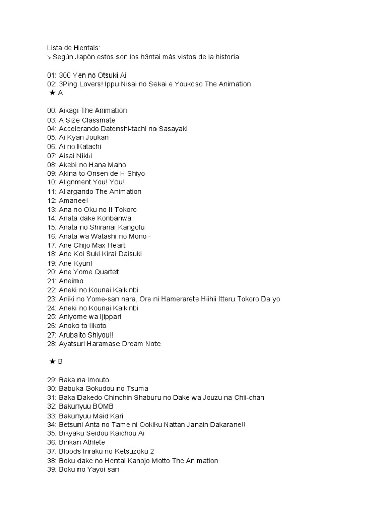 Names de Hentais | PDF | Anime And Manga | Entertainment