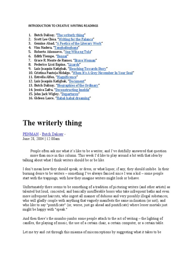 Introduction to Creative Writing Readings | PDF