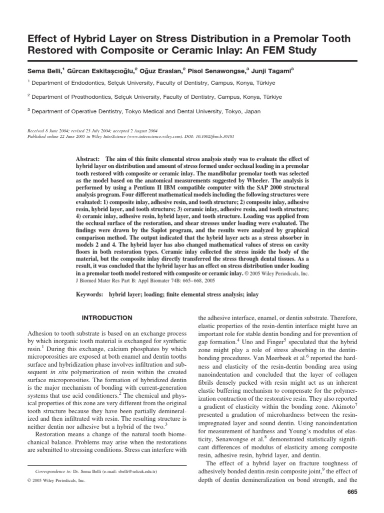 Belli 2005 | PDF | Tooth Enamel | Young's Modulus