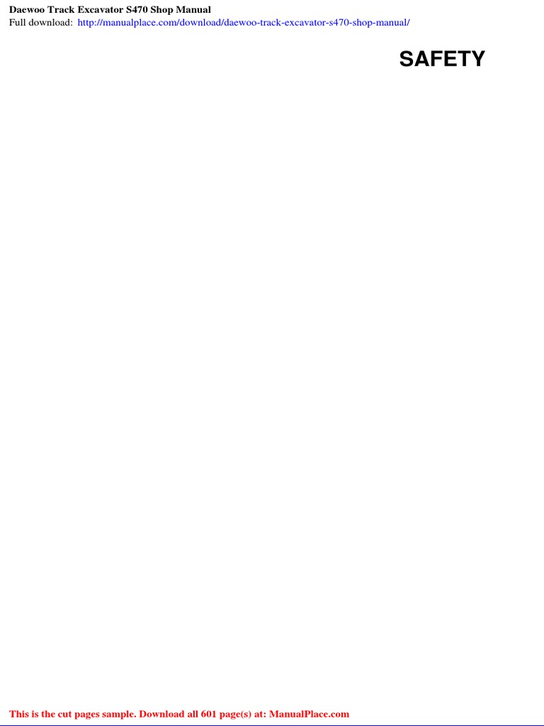 Daewoo Track Excavator s470 Shop Manual | PDF | High Voltage | Safety