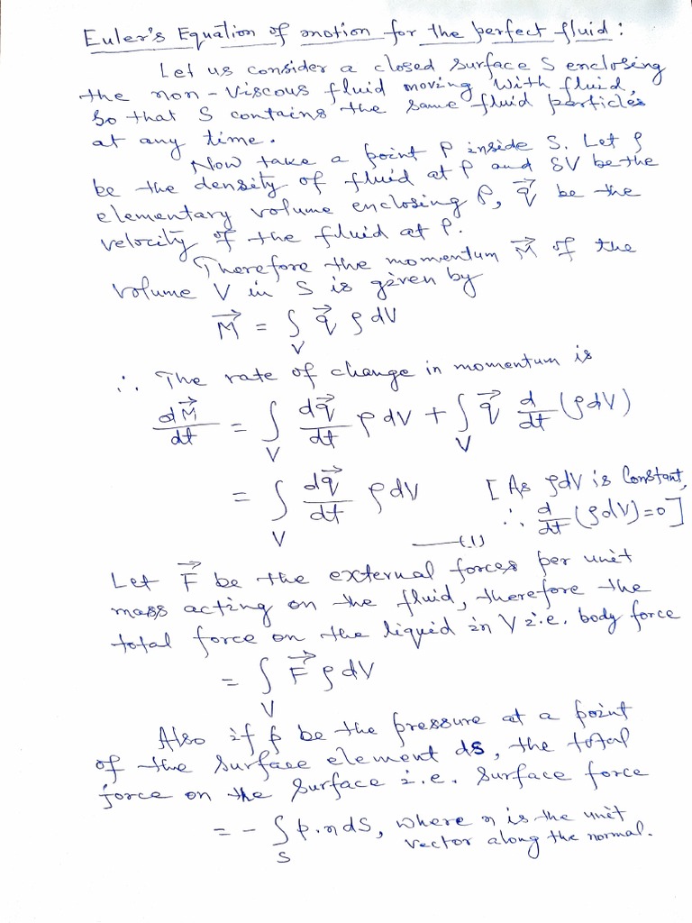 Euler's Equation of Motion - 0 | PDF